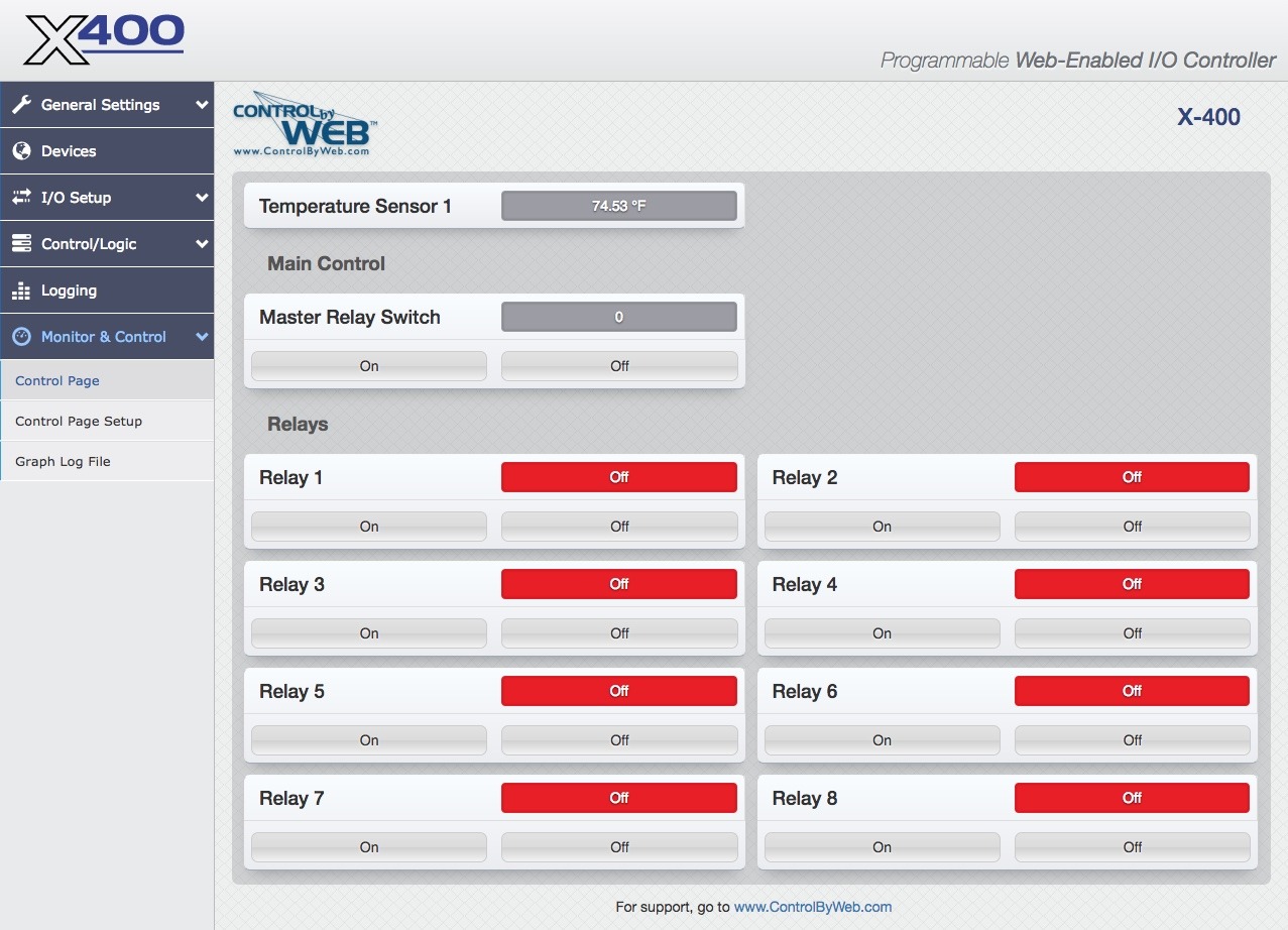 Section 4: Control Page/Control Scenarios - ControlByWeb