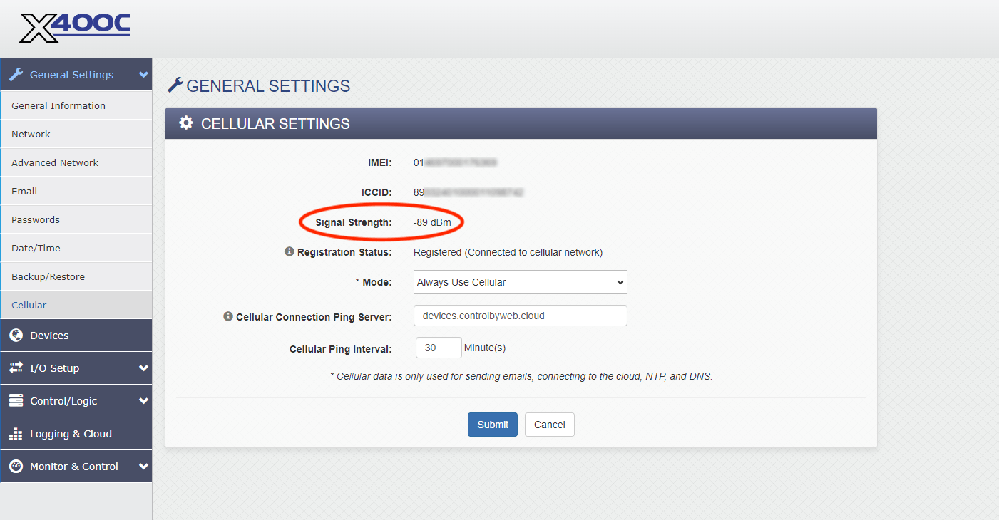 How do I verify sufficient cellular signal strength?